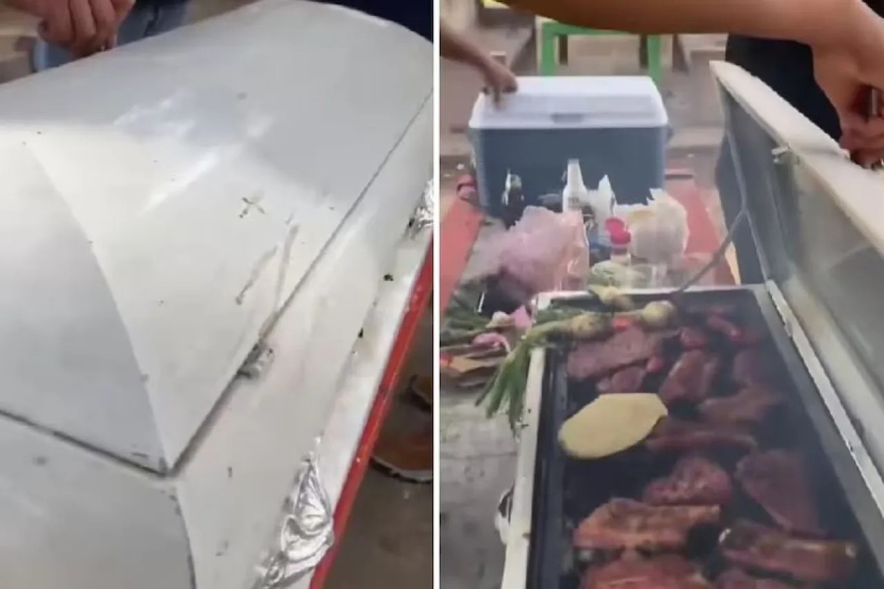 Viralizan conversión de un ataúd en asador - Más Información